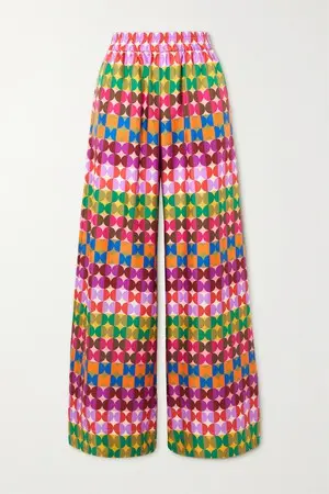 La DoubleJ Printed Silk-twill Wide-leg Pants