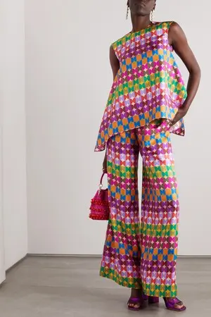 La DoubleJ Printed Silk-twill Wide-leg Pants
