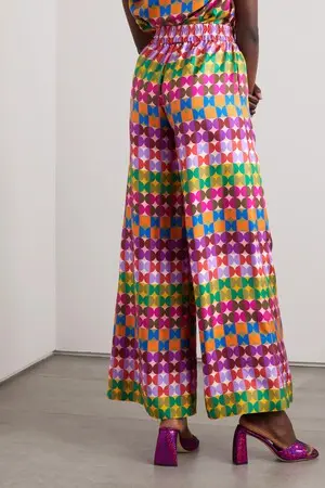 La DoubleJ Printed Silk-twill Wide-leg Pants