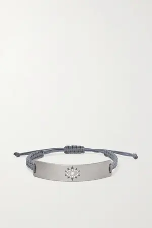 DIANE KORDAS Evil Eye Titanium And Cord Bracelet With Diamonds - Blue