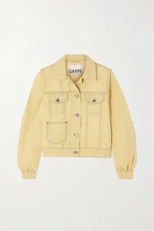 GANNI Bleached Organic Denim Jacket - Yellow