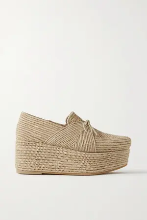 Gabriela Hearst Clergerie Diamond Raffia Platform Brogues