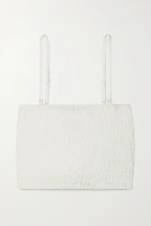 ATM Anthony Thomas Melillo Cropped Smocked Linen Top