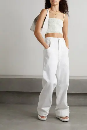 ATM Anthony Thomas Melillo Cropped Smocked Linen Top