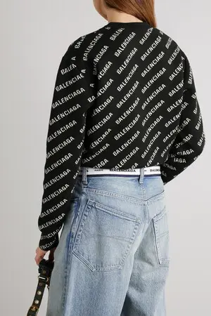 Balenciaga Intarsia-knit Cropped Sweater