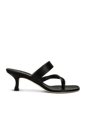Manolo Blahnik Susa 50 Leather Sandal - Black