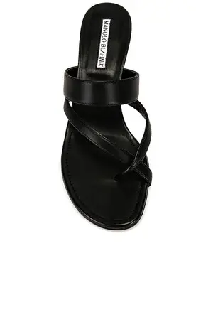 Manolo Blahnik Susa 50 Leather Sandal - Black