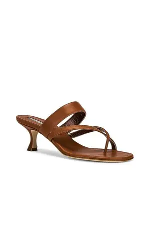 Manolo Blahnik Susa 50 Leather Sandal - Brown