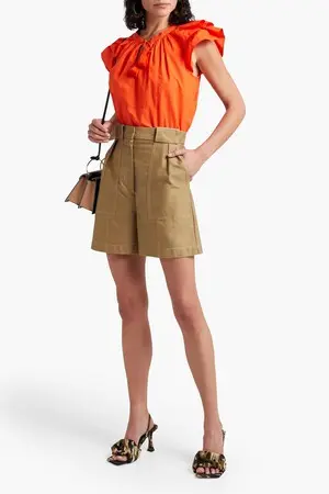 Ulla Johnson Elm Tasseled Ruffled Cottonpoplin Top