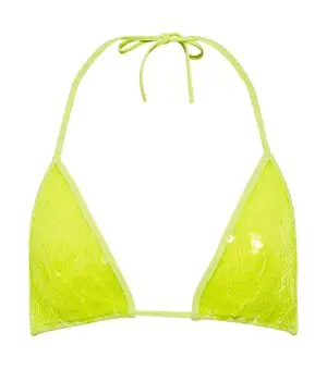 David Koma Sequined Triangle Bikini Top - Yellow