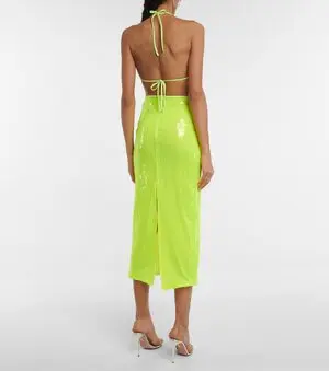 David Koma Sequined Triangle Bikini Top