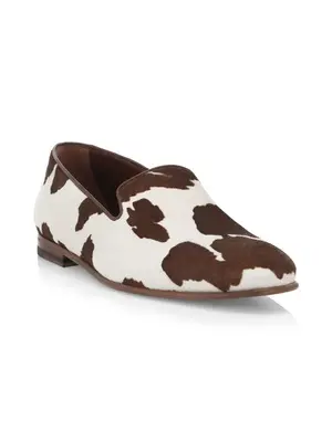 Manolo Blahnik Mario Cow Print Loafers