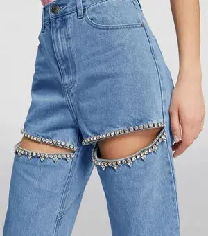 AREA Crystal Cut-out Jeans