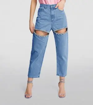 AREA Crystal Cut-out Jeans