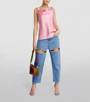 AREA Crystal Cut-out Jeans