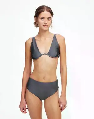 Madewell Jade Swim® Bound High-waist Bikini Bottom - Slate Sheen