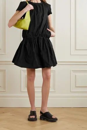Moncler Pleated Taffeta Mini Dress