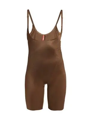Spanx Thinstincts 2.0 Open-bust Mid-thigh Bodysuit Chestnut Brown