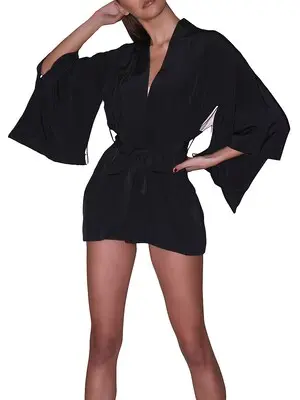 FLEUR DU MAL Women's Haori Kimono - Black Blush  - Black Blush