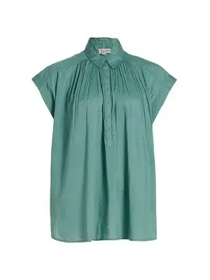 NILI LOTAN Normandy Pleated Blouse Jade