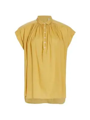 NILI LOTAN Normandy Pleated Blouse Tuscan Yellow