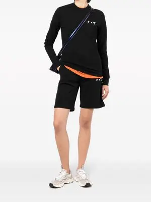 Off-White Track Shorts With Swimming Print - Black