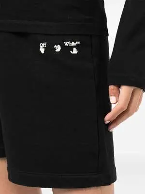 Off-White Track Shorts With Swimming Print - Black