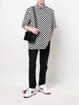 Off-White Checkerboard Print Short-sleeve Shirt