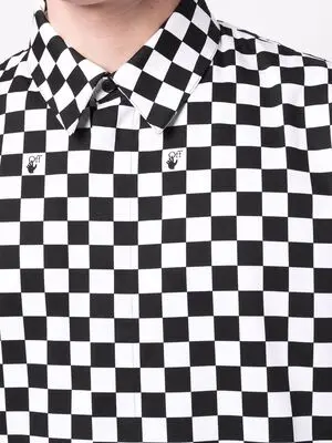 Off-White Checkerboard Print Short-sleeve Shirt