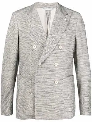 MANUEL RITZ Double-breasted Peak-lapels Cotton Blazer - Neutrals