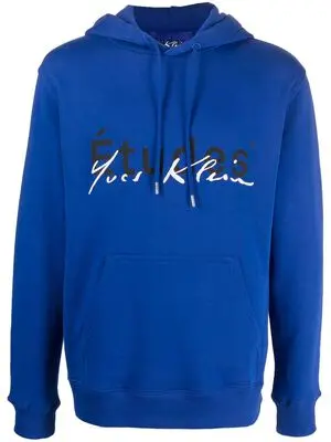 ÉTUDES STUDIO Logo-print Organic-cotton Hoodie - Blue