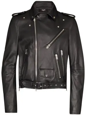 Amiri Paint Embroidery Leather Biker Jacket