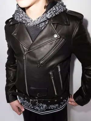 Amiri Paint Embroidery Leather Biker Jacket