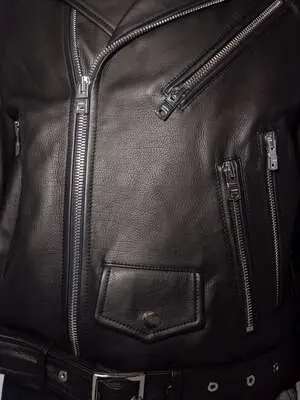 Amiri Paint Embroidery Leather Biker Jacket