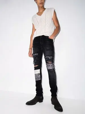 Amiri Bandana Print Skinny Jeans
