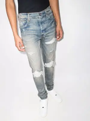 Amiri Mx1 Ultra Suede-patches Skinny Jeans - Blue