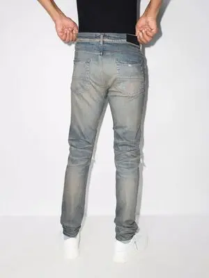 Amiri Mx1 Ultra Suede-patches Skinny Jeans - Blue