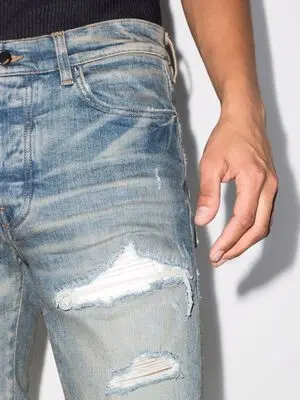 Amiri Mx1 Ultra Suede-patches Skinny Jeans - Blue
