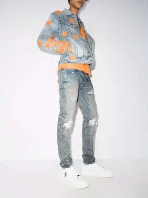 Amiri Mx1 Ultra Suede-patches Skinny Jeans - Blue