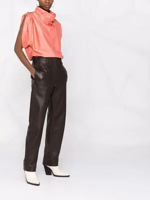 Isabel Marant Étoile Belted Cotton Funnel-neck Blouse