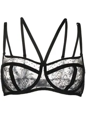 Dolce & Gabbana Floral-lace Balcony Bra - Black