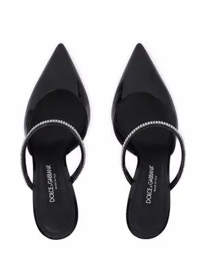 Dolce & Gabbana 90mm Embellished Patent Leather Mules