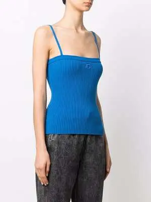 COURREGES Embroidered-logo Ribbed Top