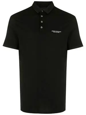 Armani Exchange Logo-print Polo Shirt - Black