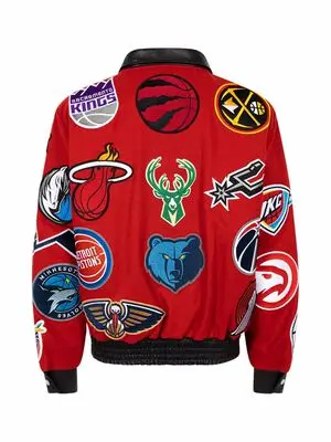 JEFF HAMILTON Nba Collage Wool Bomber Jacket - Red