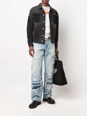 Heron Preston Distressed Jeans - Blue