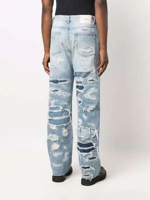 Heron Preston Distressed Jeans - Blue