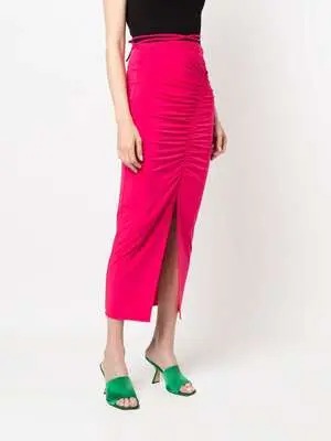 SELF-PORTRAIT Gathered Midi Skirt - Pink