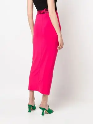 SELF-PORTRAIT Gathered Midi Skirt - Pink