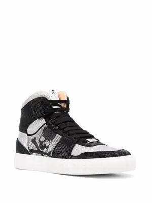 Philipp Plein Crystal Skull High Top Sneakers - Black